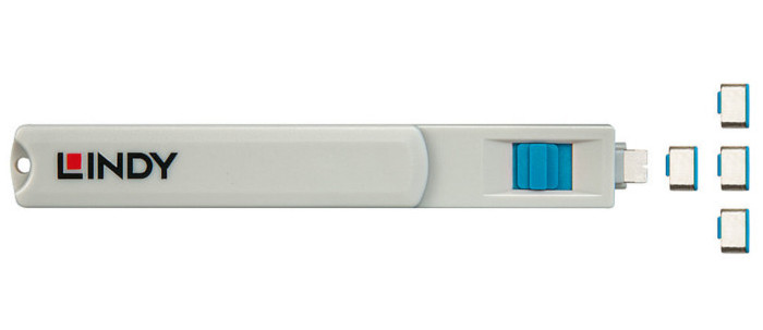 Lindy 40465 USB Type C Port Blocker 4pcs with Key, blue price - RMS ...