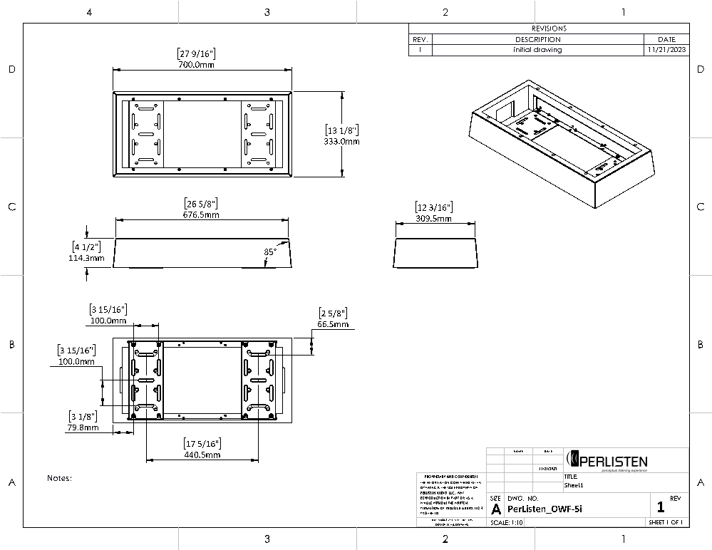 Perlisten OWF5i (OWF-5i) Ramka na ścianę do głośników S5i-LR (S5iLR ...