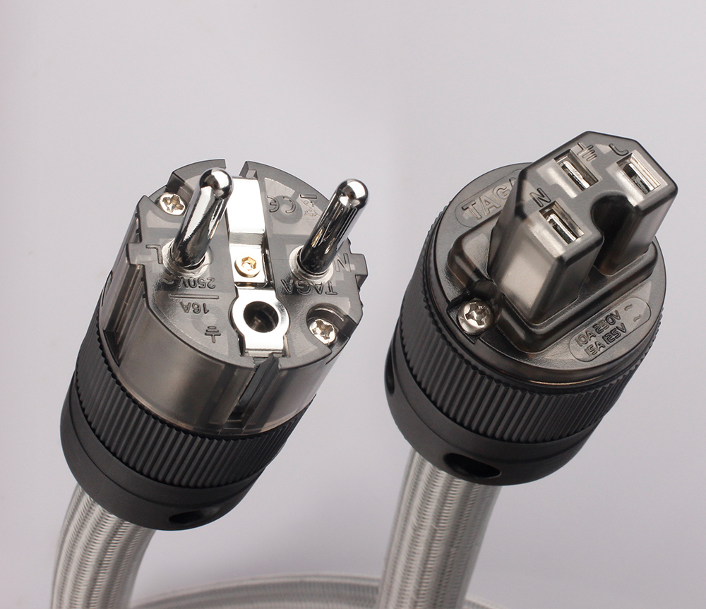 TAGA Harmony STPC-TS (STPC TS) Mains Power Cable Schuko-IEC C13, Silver ...